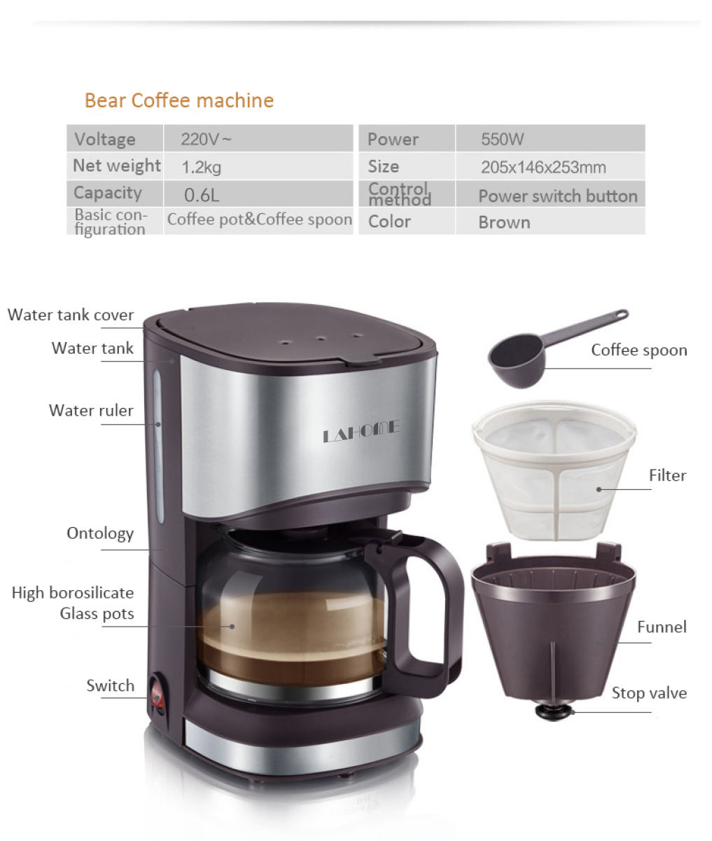 LAHOME Drip Coffee Maker Americano Coffee Machine Espresso Electric ...