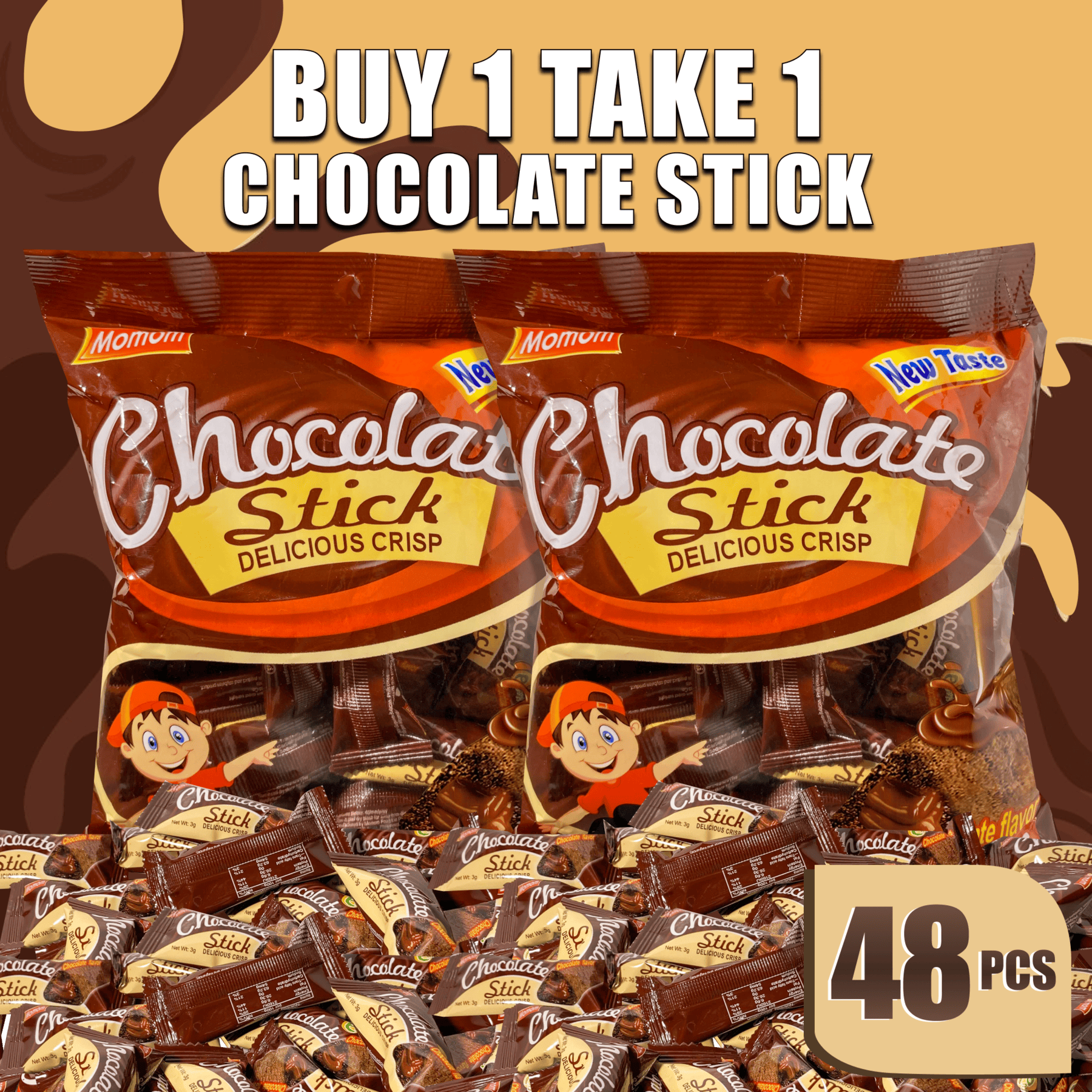 B1T1-Momom Chocolate Stick Crisp Delicious Biscuit 24pcs each pack ...