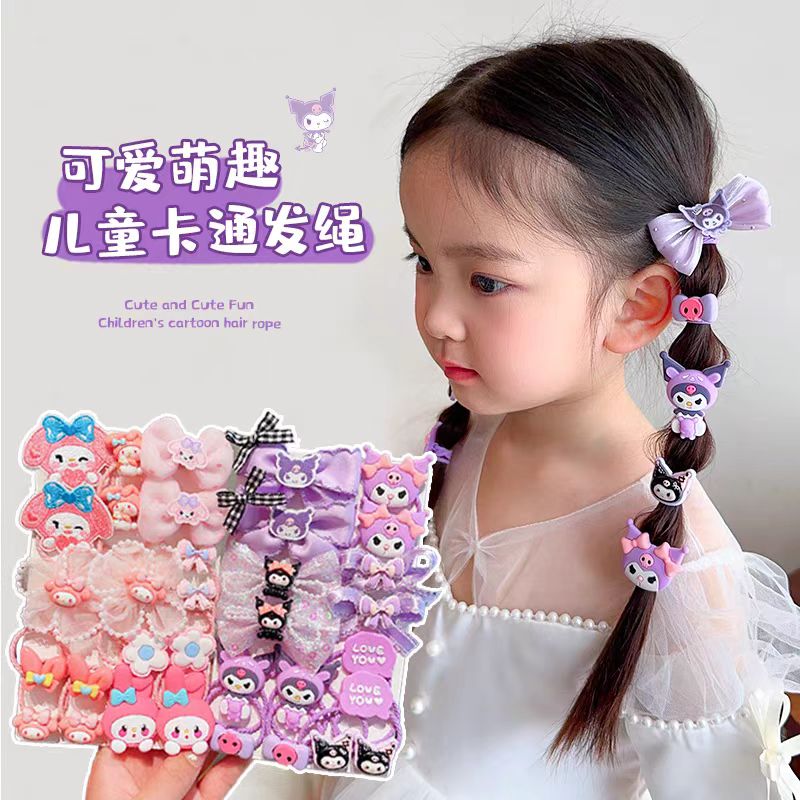 18pcs Set Kawaii Sanrio Hair Ties Anime Hair Ring Ornaments Cinnamoroll ...