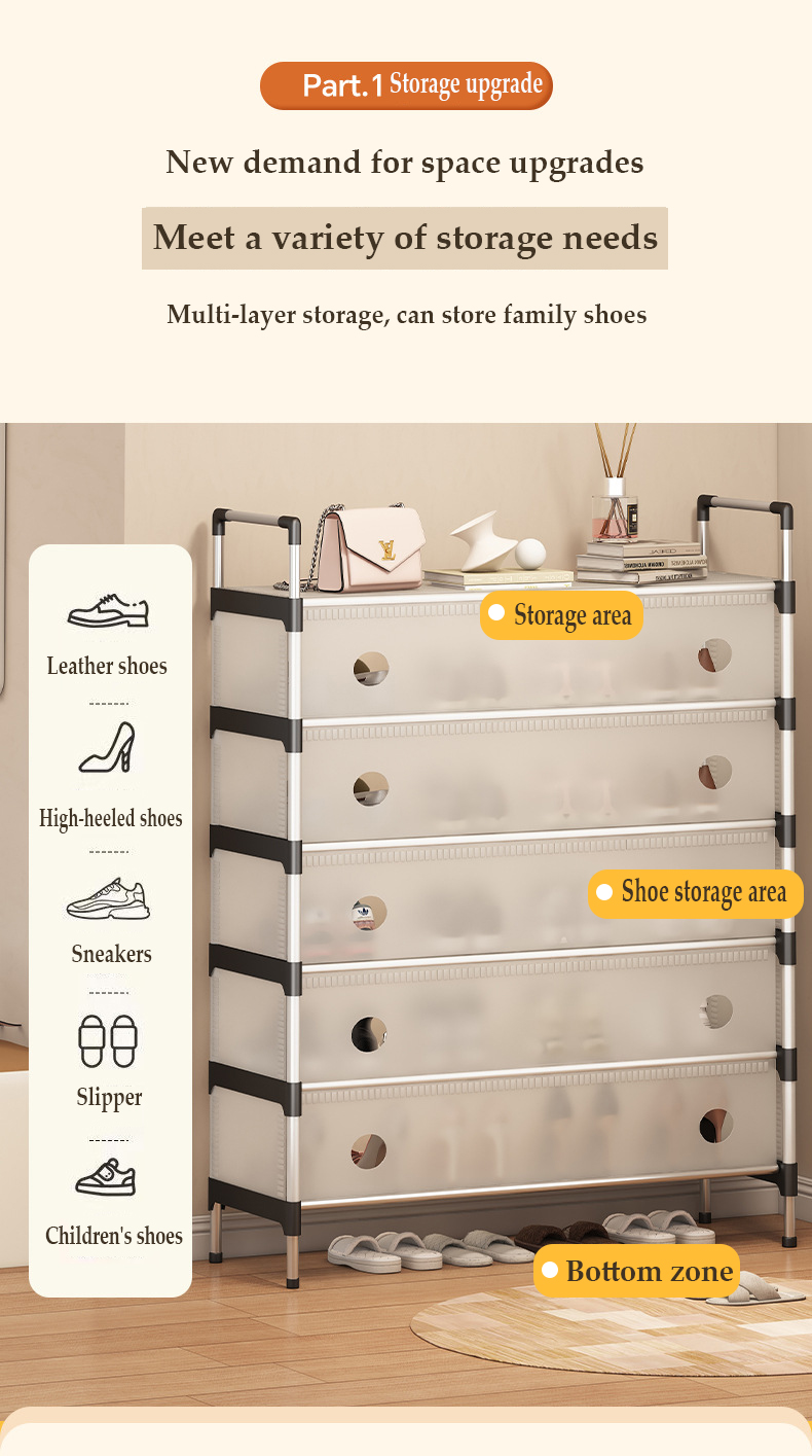 4-7 Layer Shoe rack organizer with cover Dustproof Waterproof Shoe ...