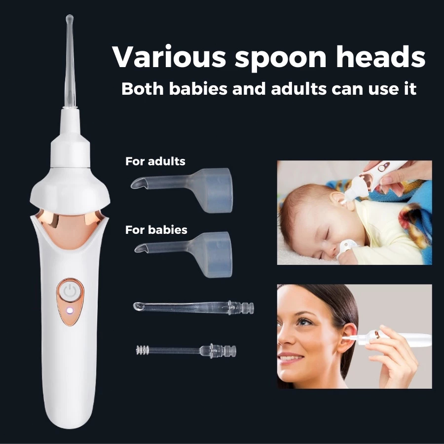 Electric Vacuum Ear Cleaner Soft Spoon Head Charging Ear Wax Removal ...