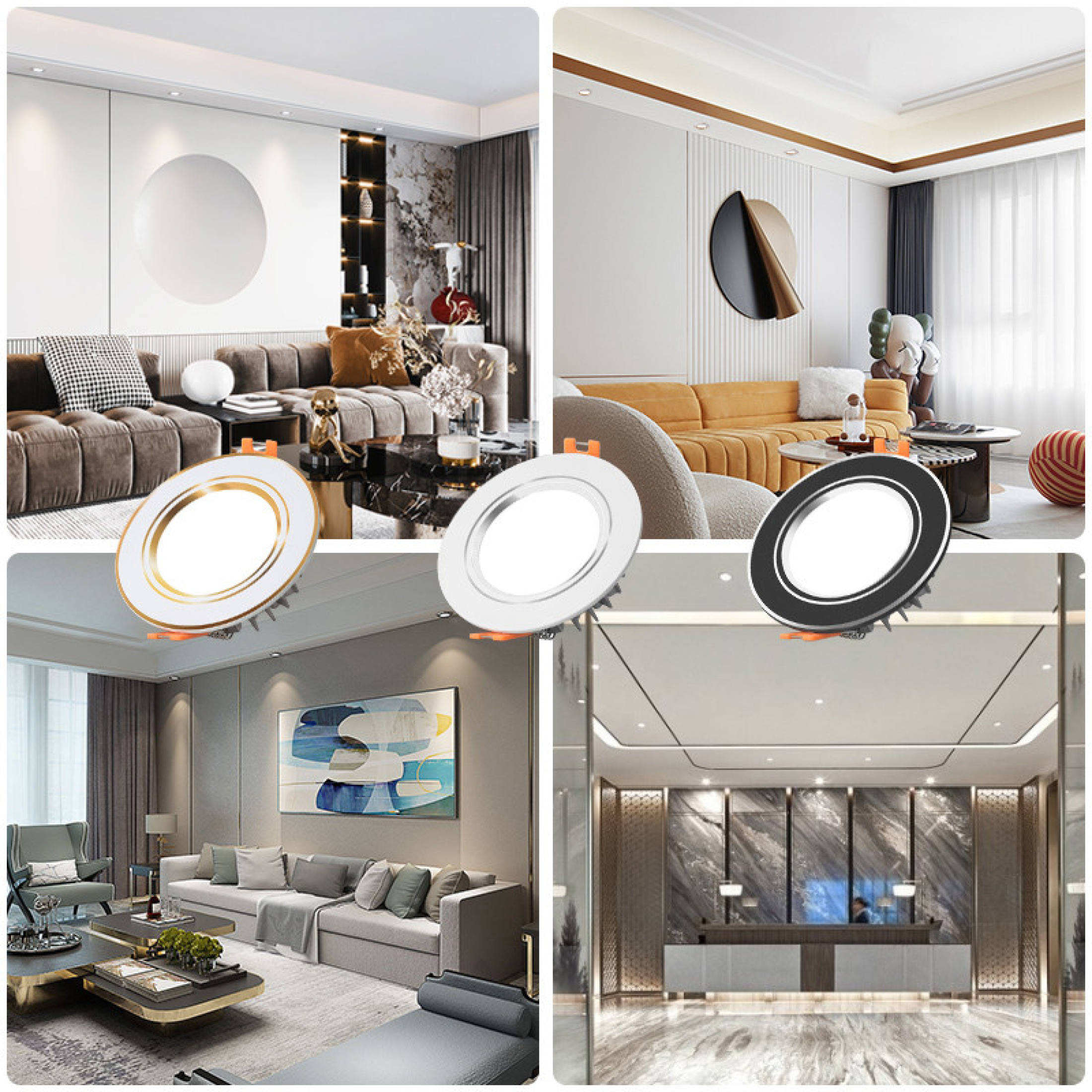 Tricolor LED Downlight 5W/7W/9W/12W Recessed Round Pin Light Aluminum ...