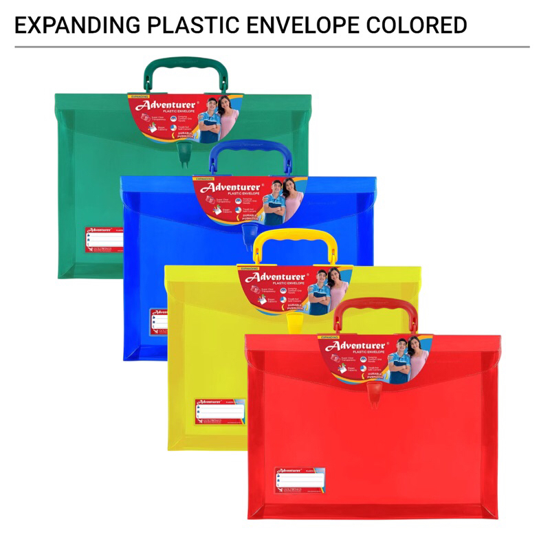 Adventurer Expanding Plastic Envelope Colored Transparent with Handle ...
