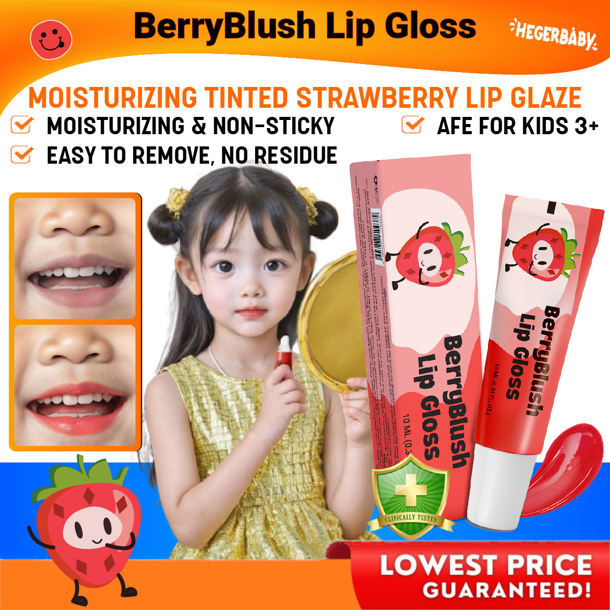 Hegerbaby Lip Face Balm & Lip Gloss Moisturizing Nourishing Non Sticky ...