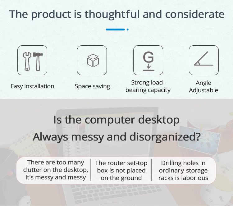 Adjustable TV Screen Shelf Desktop Storage Holder Home Office Durable ...