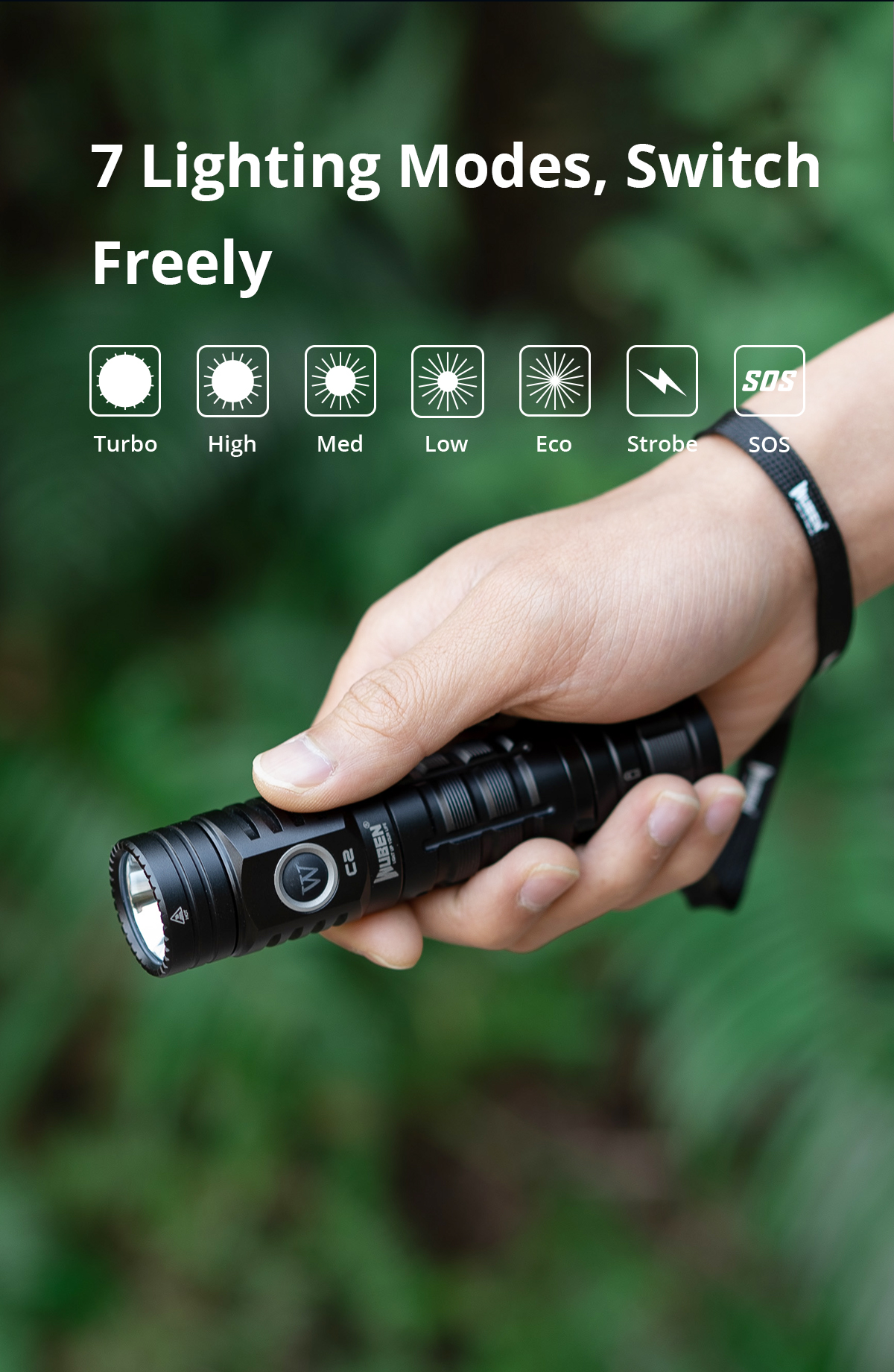 Wuben C2 Flashlight - 2000 Lumens - Powerbank Mode - USB-C Rechargeable - 21700 - 4800mAh ...