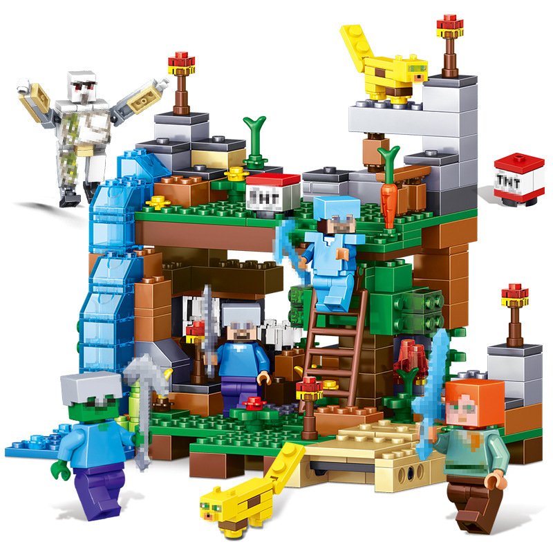 4 in 1 Minecraft Village Building Blocks Compatible Children DIY ...