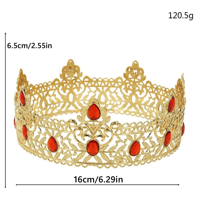 Metal Male Unisex Crown Retro Royal Full King Crown Round Crown for Men ...