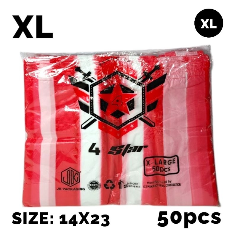 50pcs Thick White Red Stripes Color Sando Plastic Bag Extra Jumbo and ...