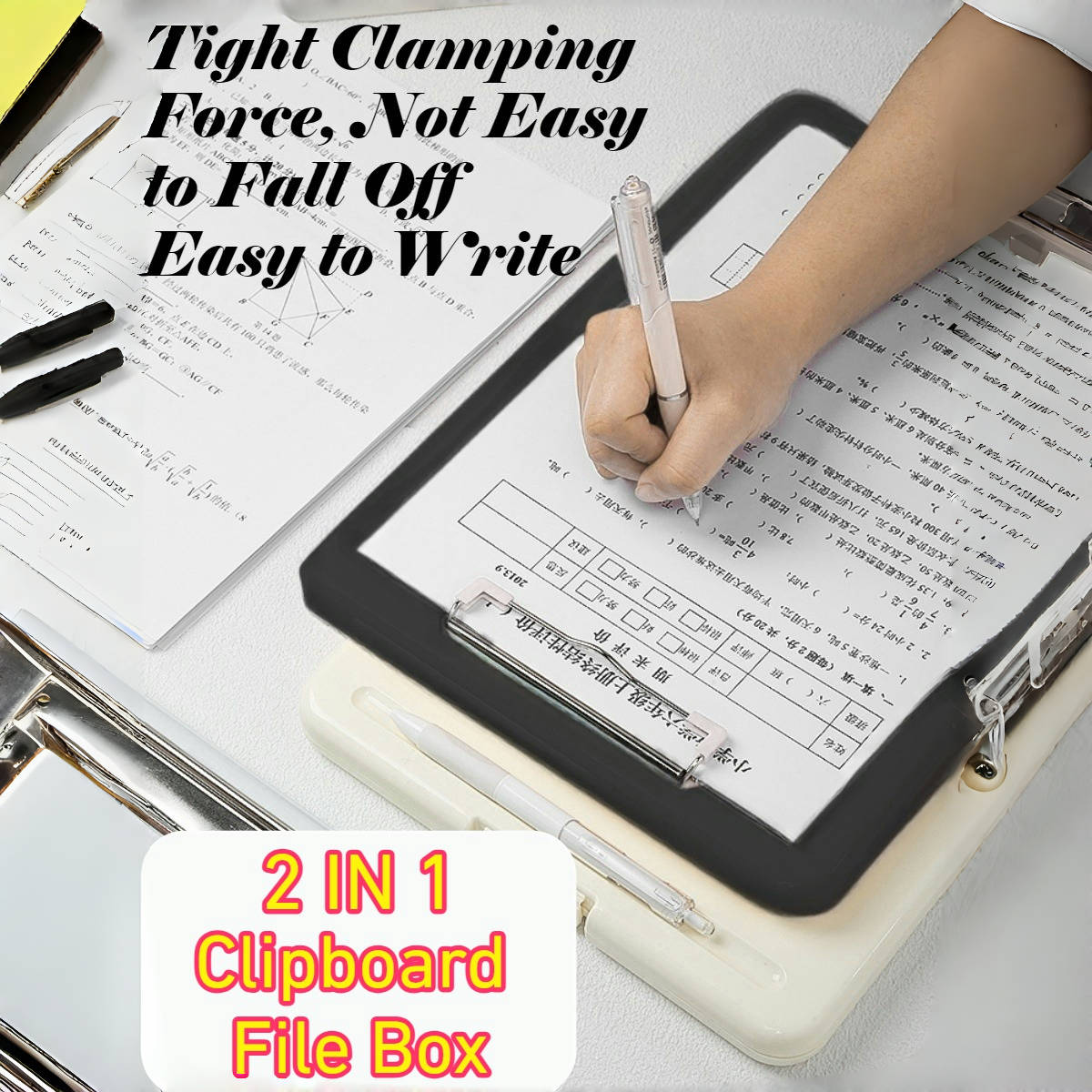 Long Clipboard With File Box 2 in 1 Writing Board Clamp File Storage ...