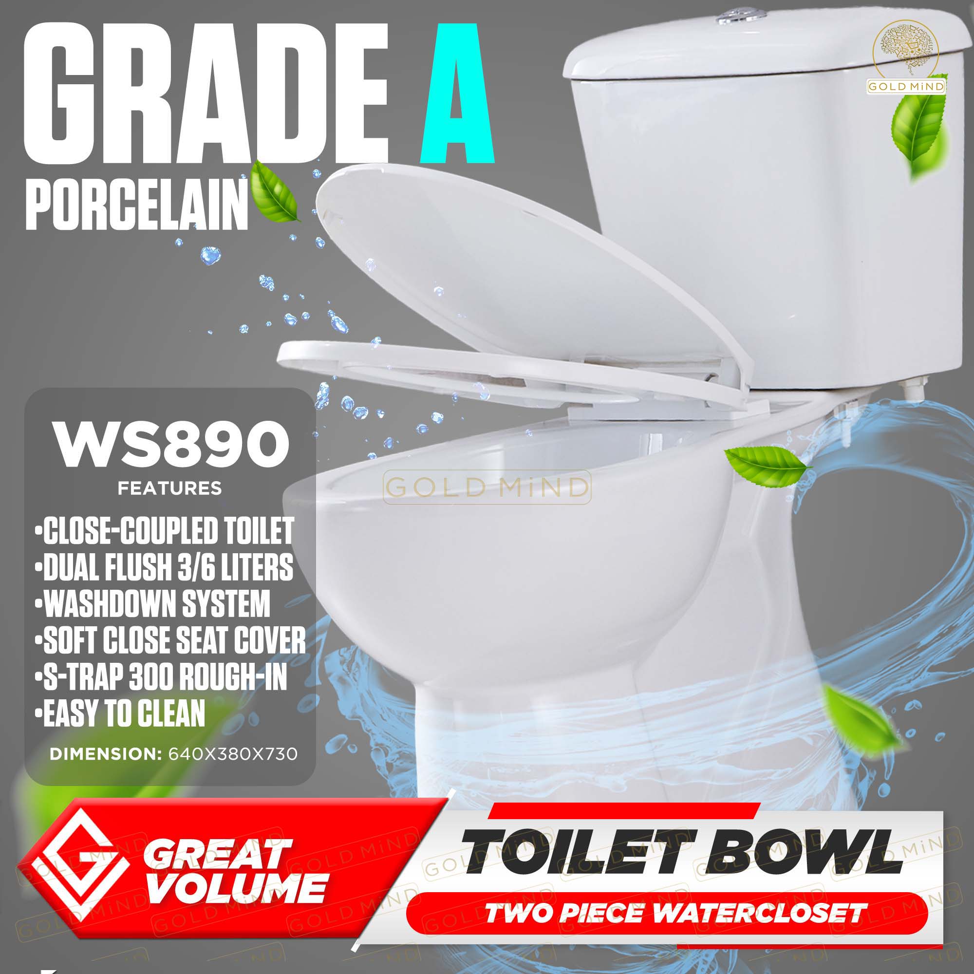 Great Volume Modern Dual-Flush Toilet with Soft-Closing Seat & Premium ...