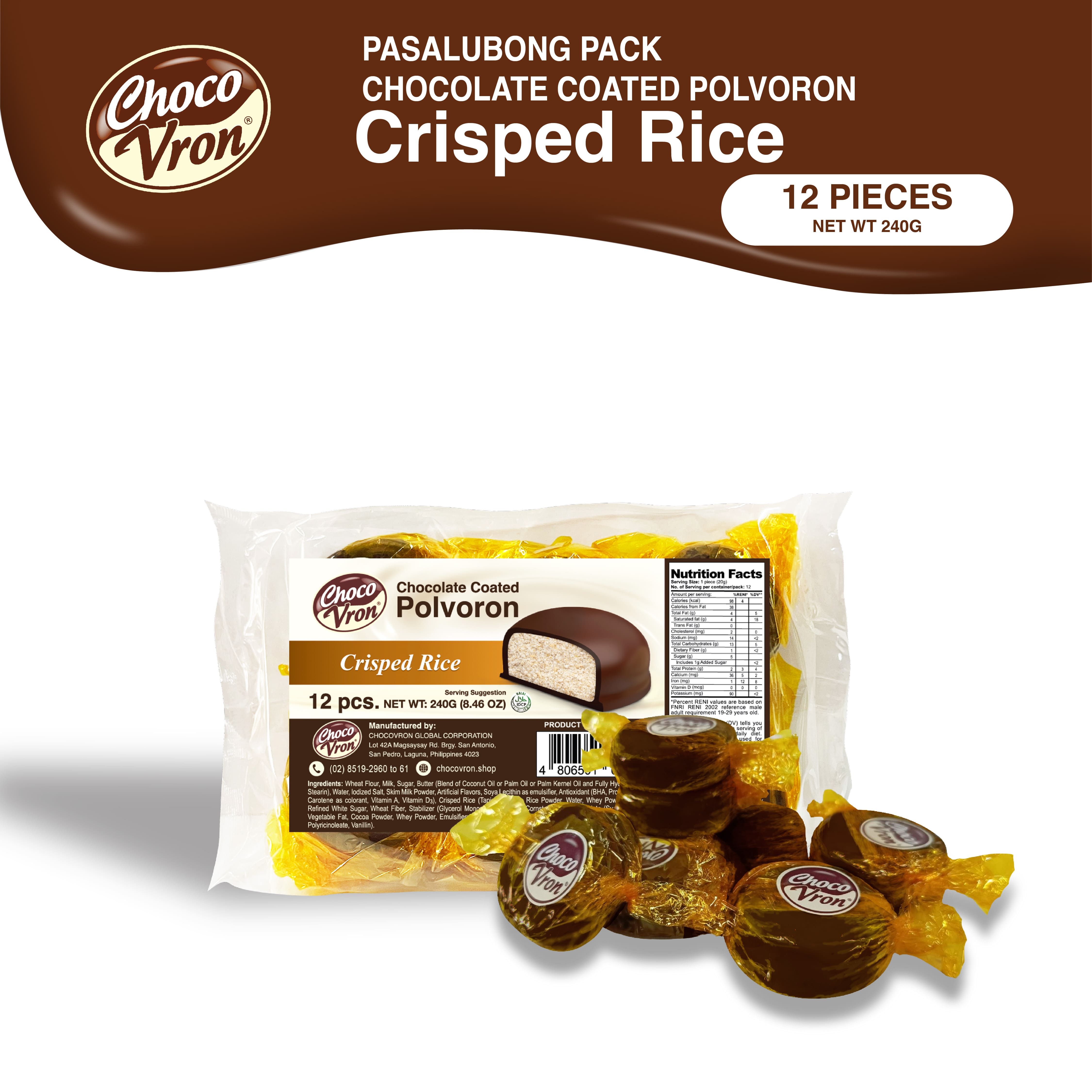 ChocoVron Pasalubong Pack Chocolate-coated Crisped Rice Polvoron 240g ...
