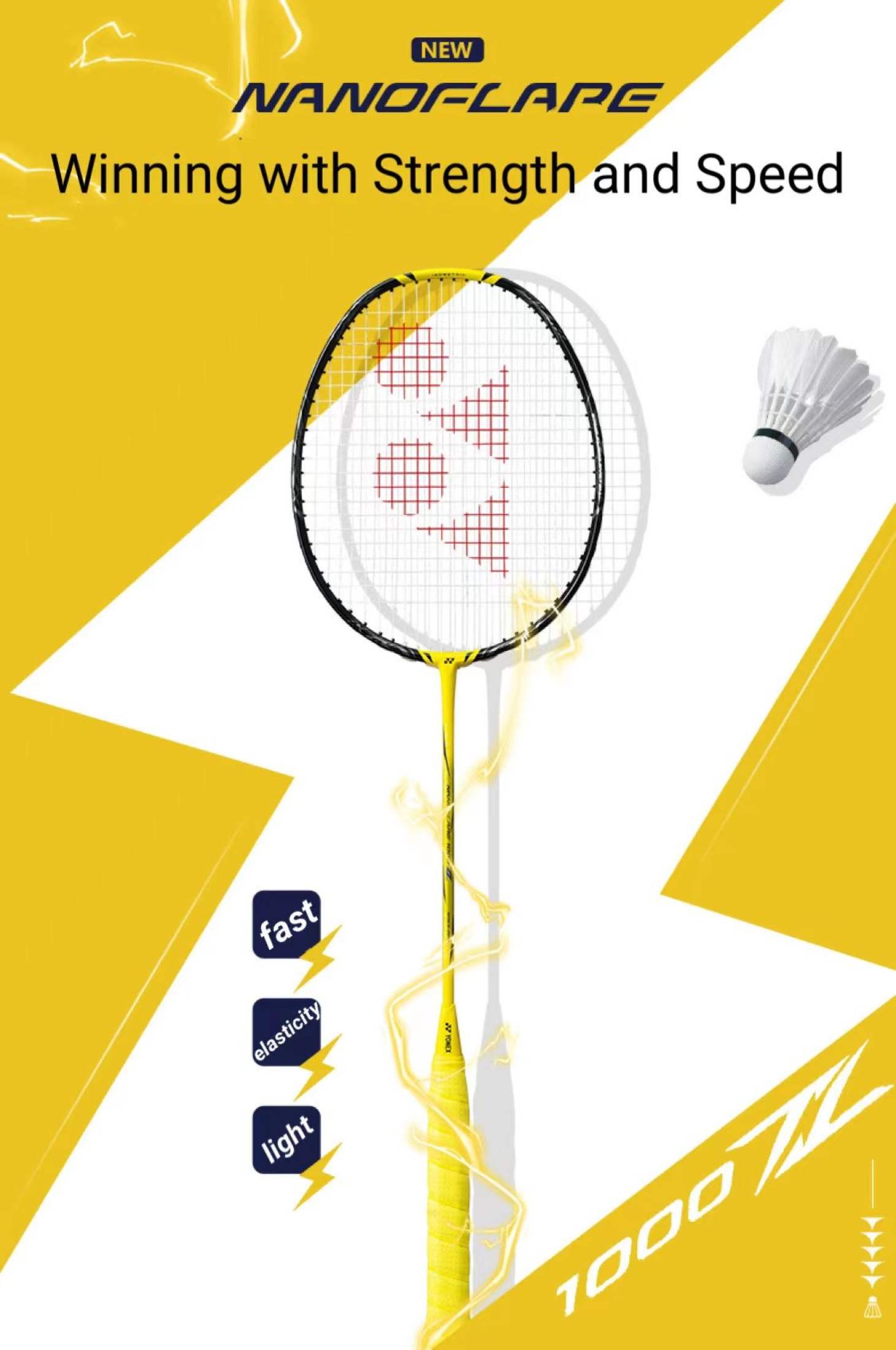 YONEX NANOFLARE 1000Z Badminton Racket Full Carbon 30LBS Speedy ...