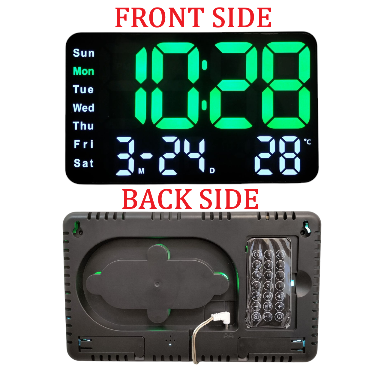 SM-605 Digital Wall Clock Led Battery Operated Large Screen Display ...