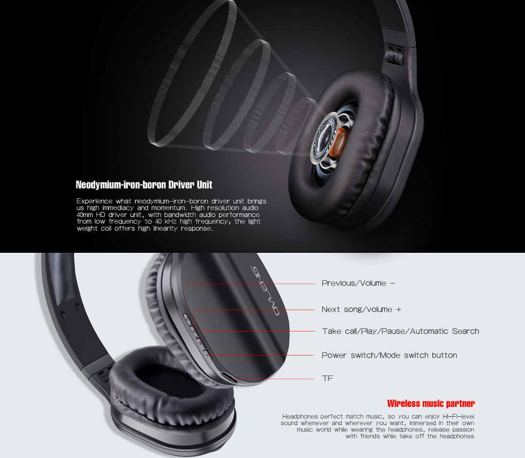 Ovleng Bt-608 Stereo Sound Wireless Bluetooth Foldable Headphones ...