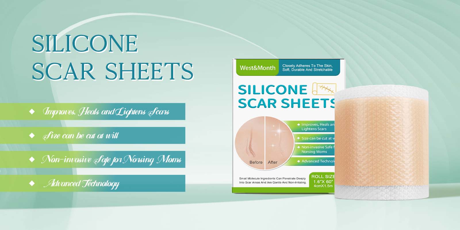 West&Month Silicone Scar Patch 4*150cm/1pcs Fade all kinds of scars ...