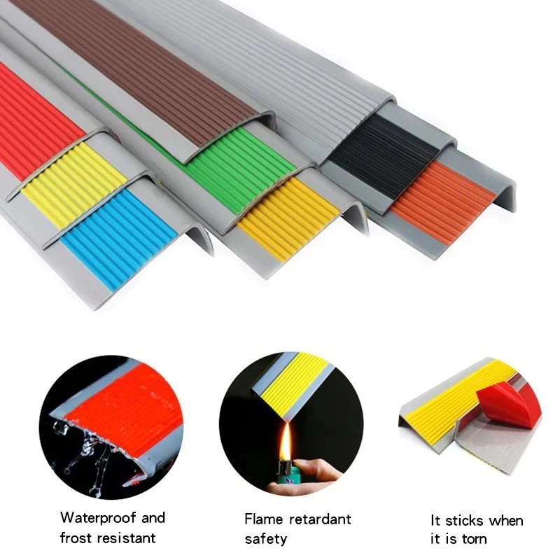 Anti Slip Strip 8/24FT L-type PVC Rubber Stair Nosing Self-Adhesive ...