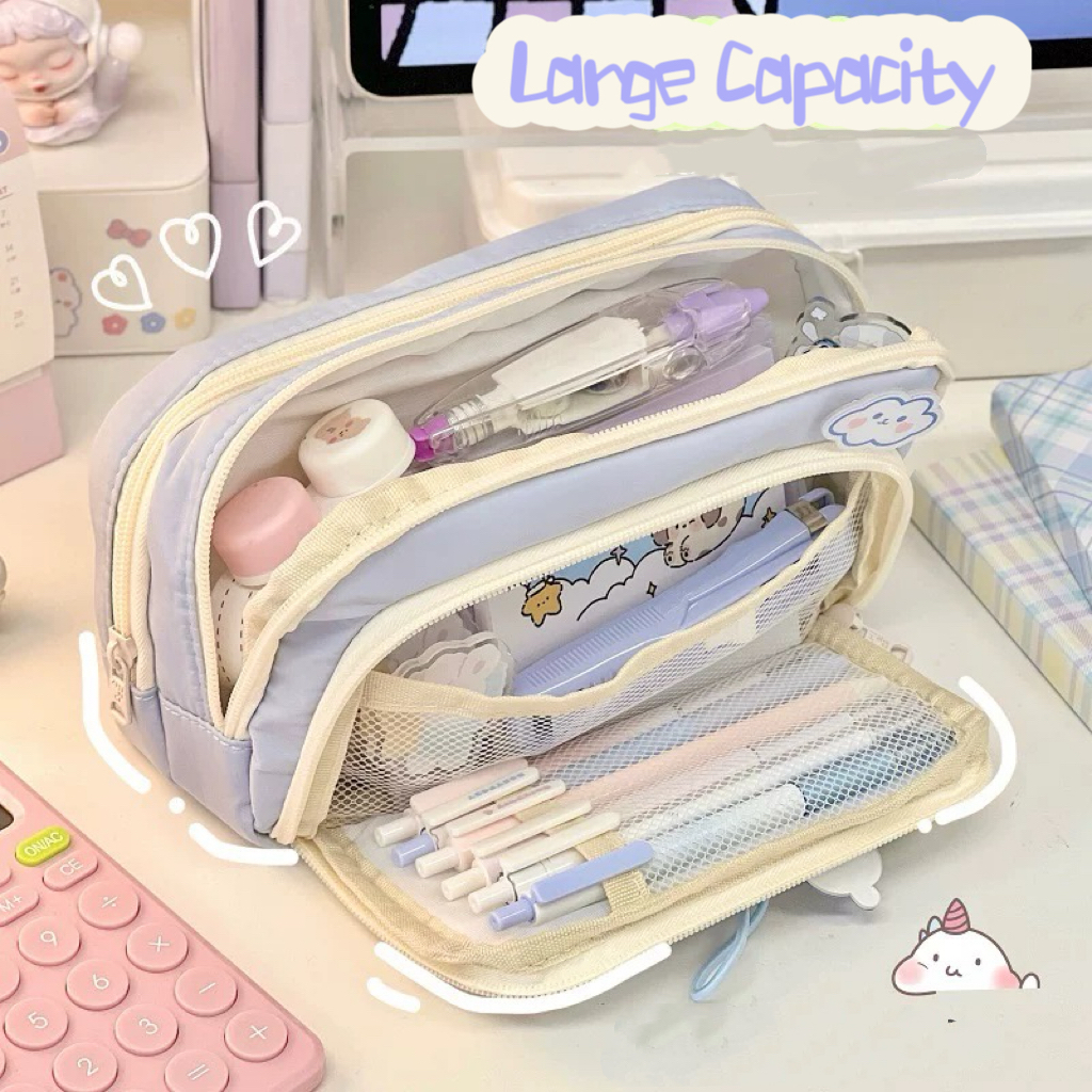 5Layer Cute Drawstring Pencil Case Pencil Box Aesthetic Student Pen Bag ...