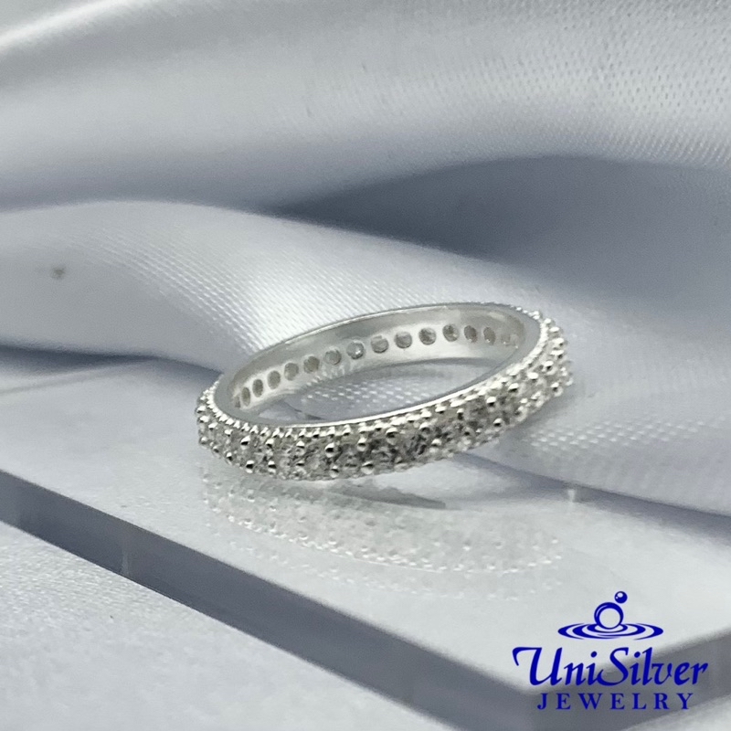 Unisilver 925 Sterling Silver Cubic Zirconia Lady's Band Ring (RS786 ...