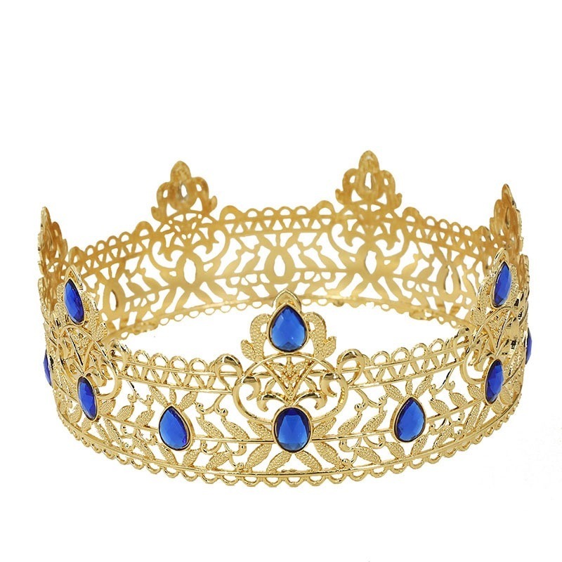 Metal Male Unisex Crown Retro Royal Full King Crown Round Crown for Men ...