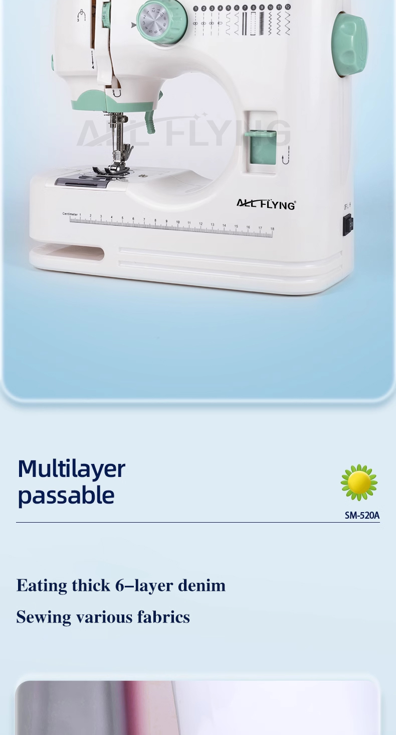 【ALL FLYING】Portable Electric 520 Sewing Machine Household 12 stitches ...