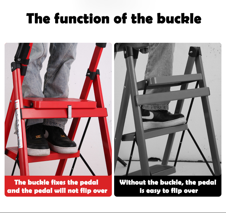 Ladder Foldable Aluminum 3-8 steps Carbon Steel Thicker heavy duty ...