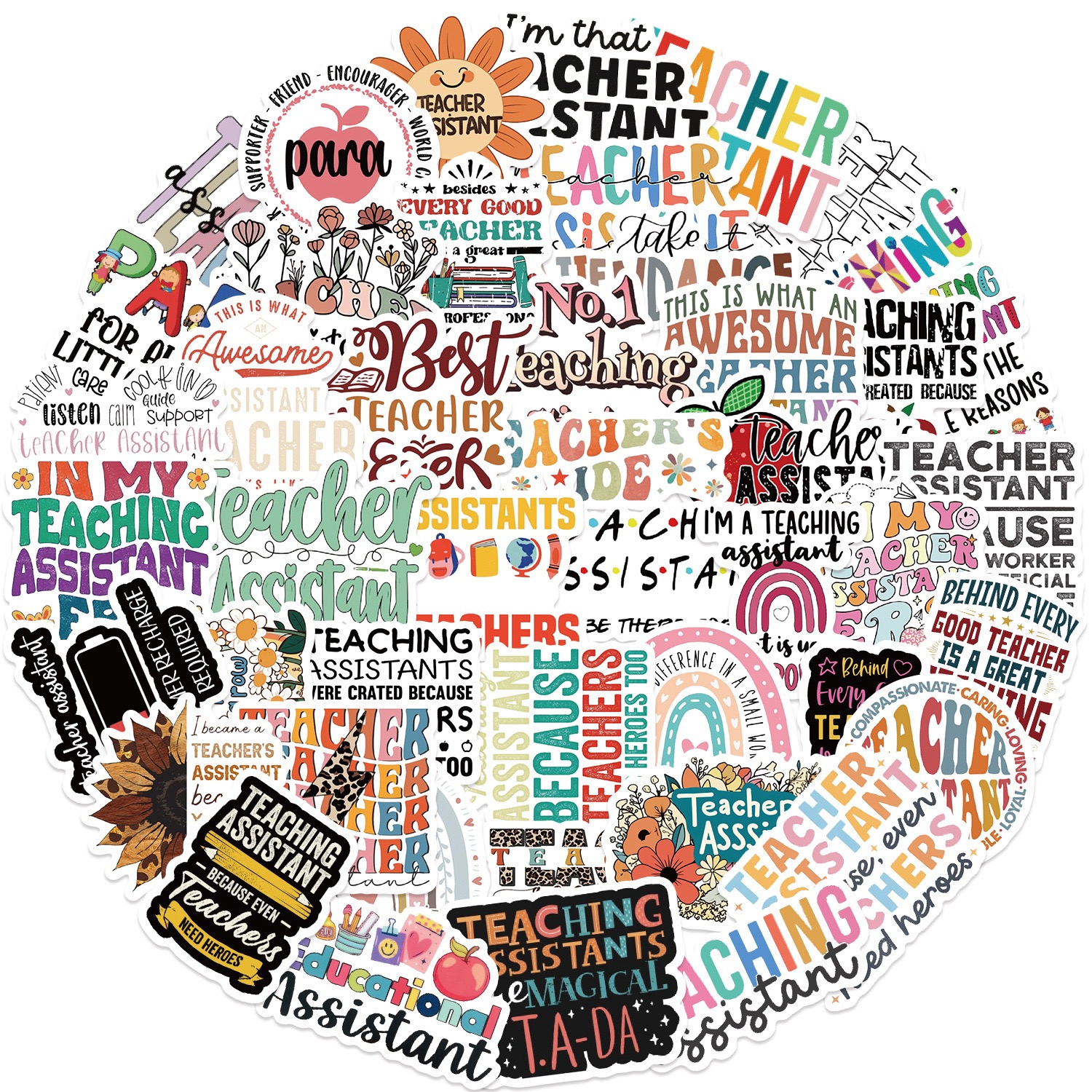 50Pcs/Set teacher assistant Stickers DIY Phone laptop Waterproof Decals ...