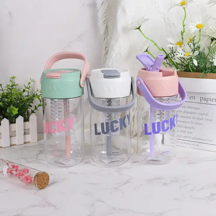 800ML Water Cup Portable High-Value Water Cup Student Water Bottle Straw Cup With Handle ...