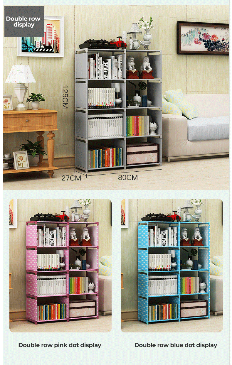Bookshelf 2/3/4/5 Row Book Shelf Organizer Kid Toy Storage Rack DIY ...