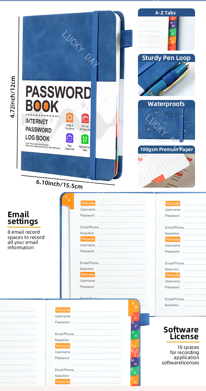 Password Book With Letter Labels Password Manager Notebook Memo Notepad ...