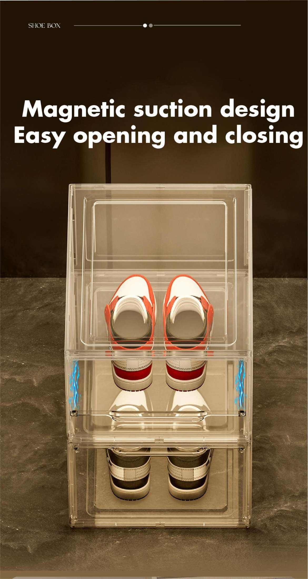 Large Hard Plastic Shoe Box Acrylic Shoe Box Clear Foldable Transparent ...