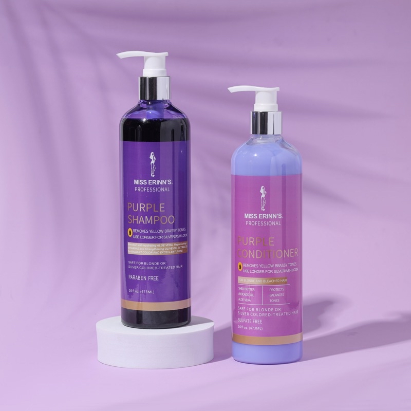 MISS ERINN'S Purple Shampoo,Conditioner Blonde, Bleached, Gray Hair ...