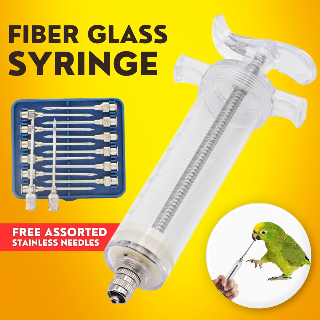 Fiberglass Syringe 20ml FREE 1 Dozen Needles Heavy Duty Hand Feeding ...