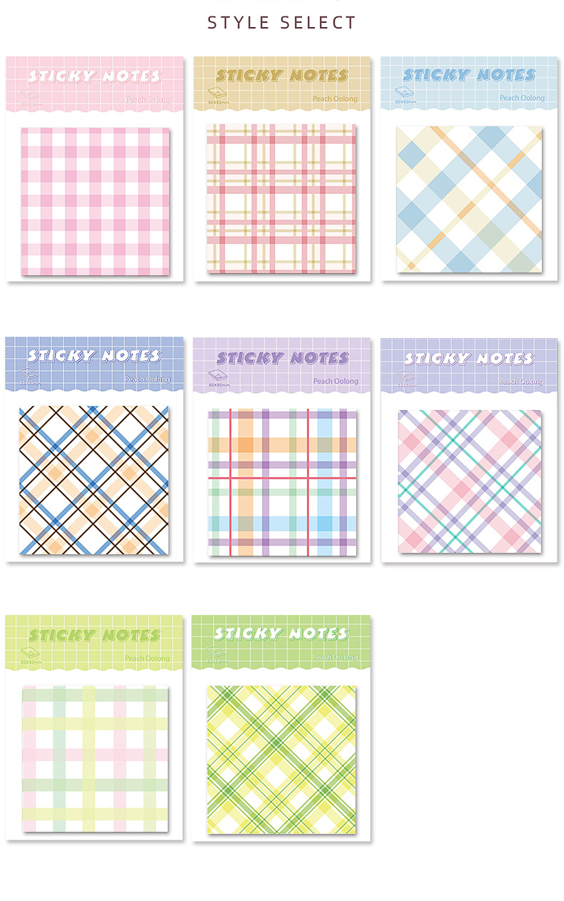 30 Sheets Creative Pastel Checkered Sticky Notes Grid Memo INS 30 ...