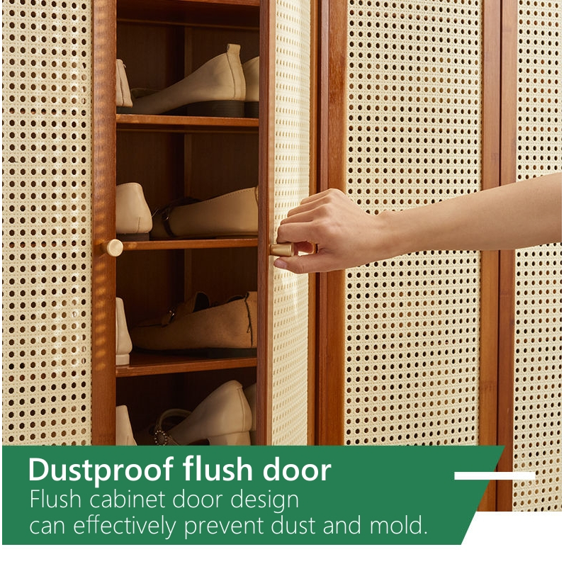 [5/6/7/8Layers]Shoe rack Shoe Cabinet Wooden Door With Cover Rattan ...