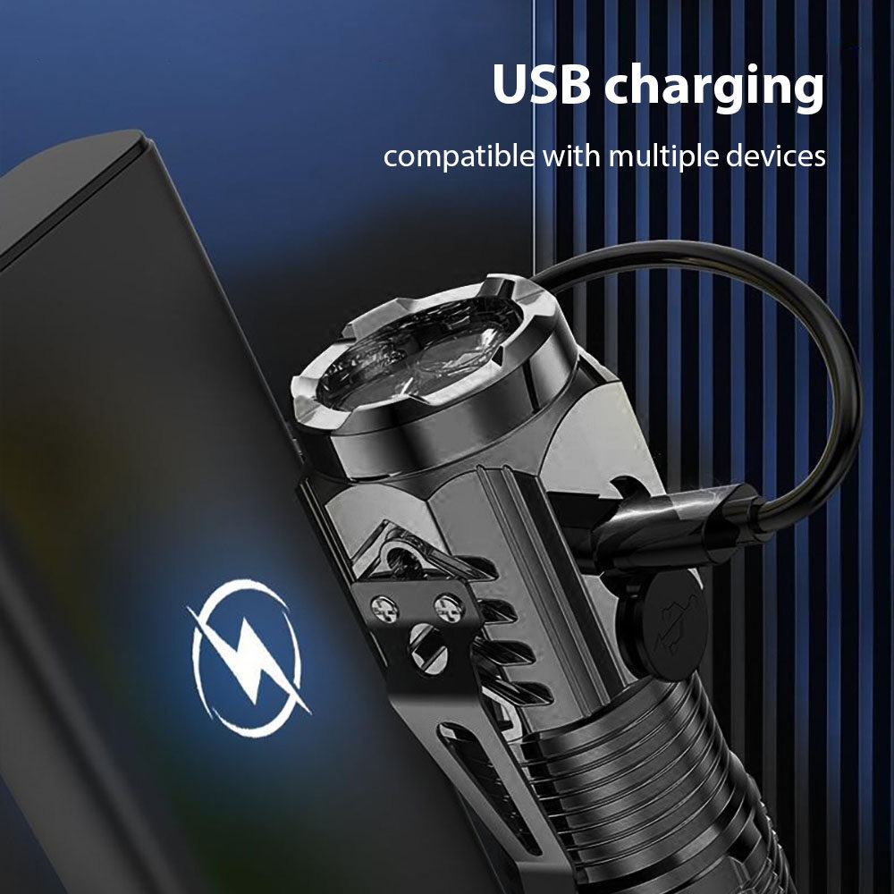 Mini Flashlight Camping LED Light Rechargeable Waterproof Type-C Charge ...