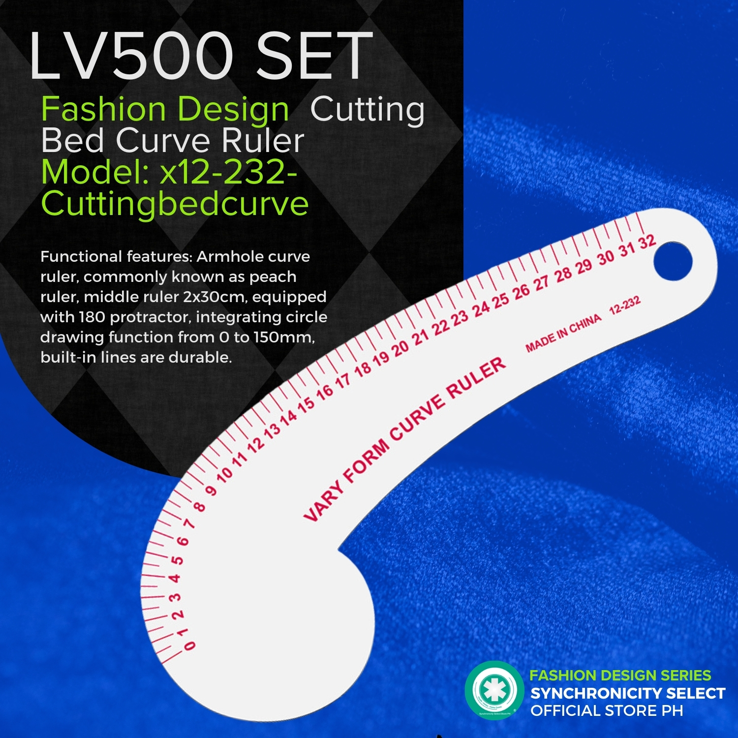 LV500 17-Piece Fashion Design Ruler Set – French Curve, Pattern, Hip ...