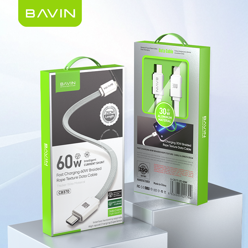 BAVIN CB370 60W Fast Charging Mini Cable 25cm Braided Wire for Type-C ...