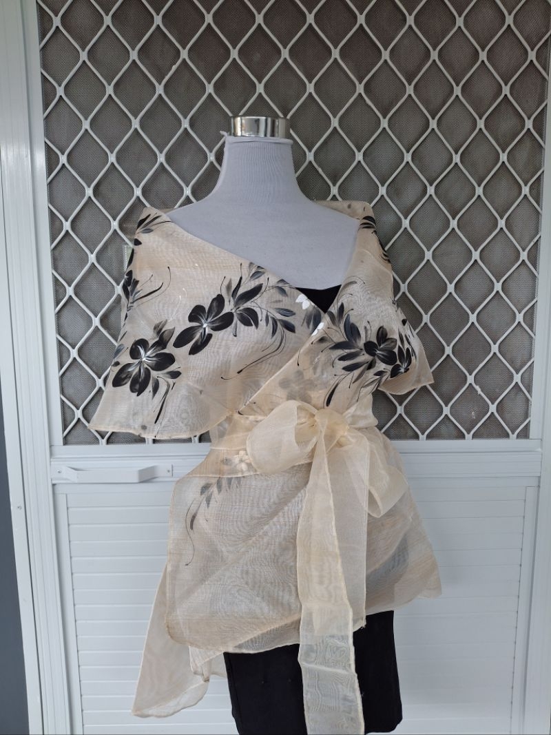 pinya pinya beige black handpaint millys modern filipiniana wrap around ...