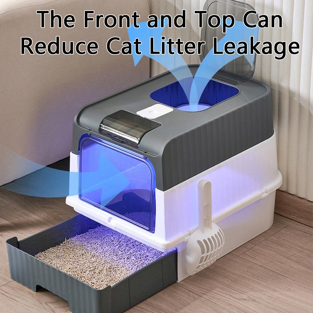 MPM Cat Litter Box Large with UV Enclosed Sterilization Top Entry for ...