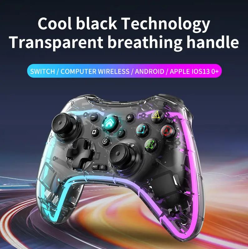S03 6-Axis Gyroscope Transparent Wireless Gamepad Game Controller for P ...