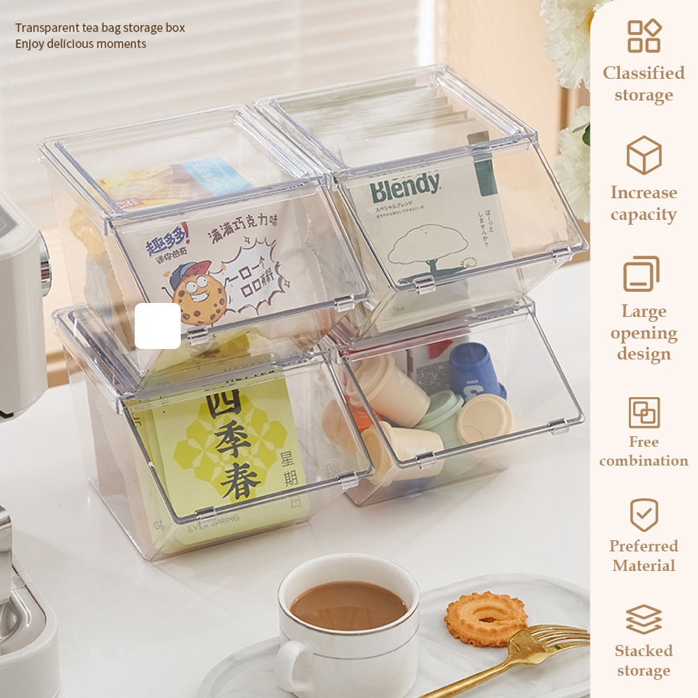 8 Desktop Bin Stackable Organizer acrylic display case Coffee Candy ...