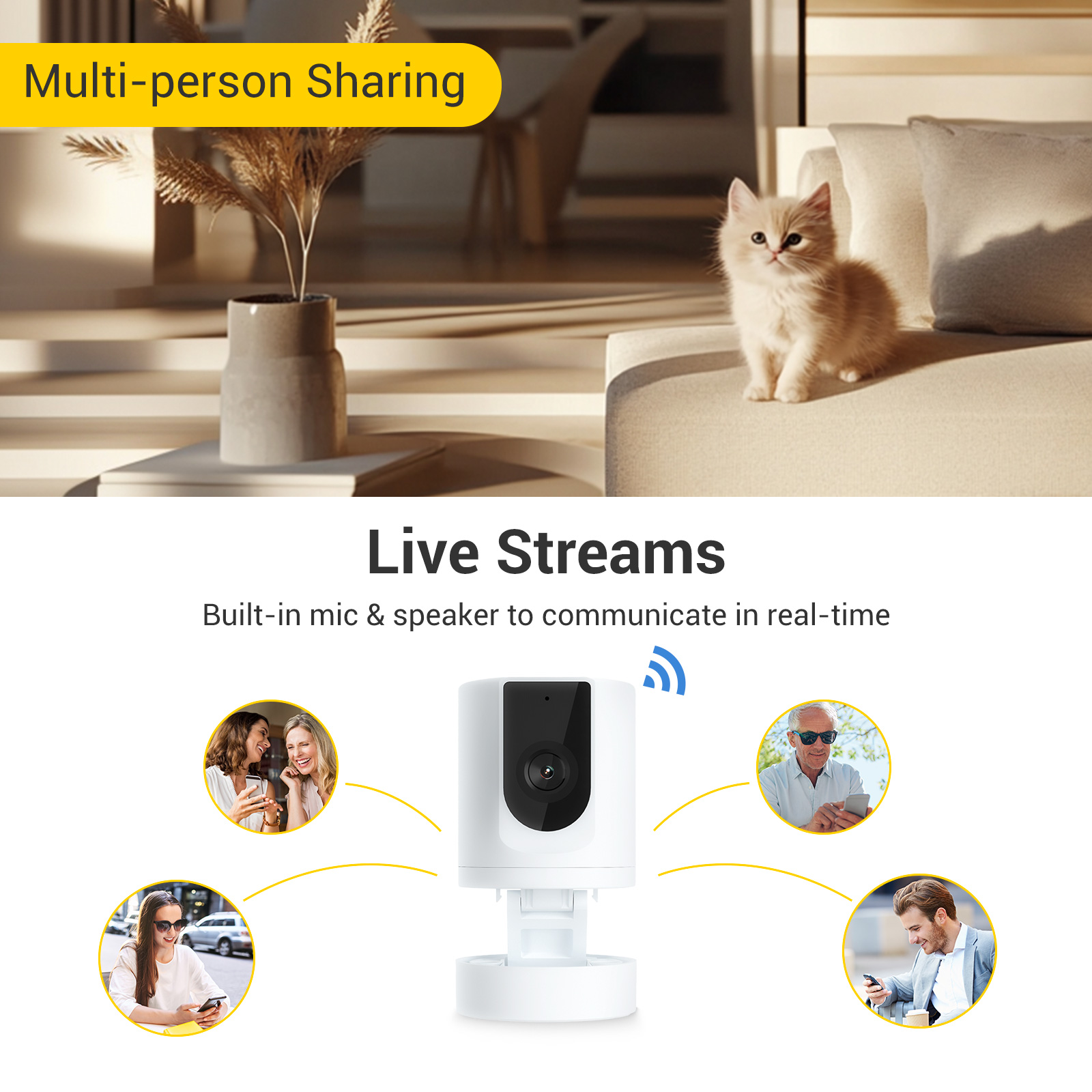 HEIYOUCAM CCTV Camera 1080P Wifi Connect Camera Portable Home Security ...