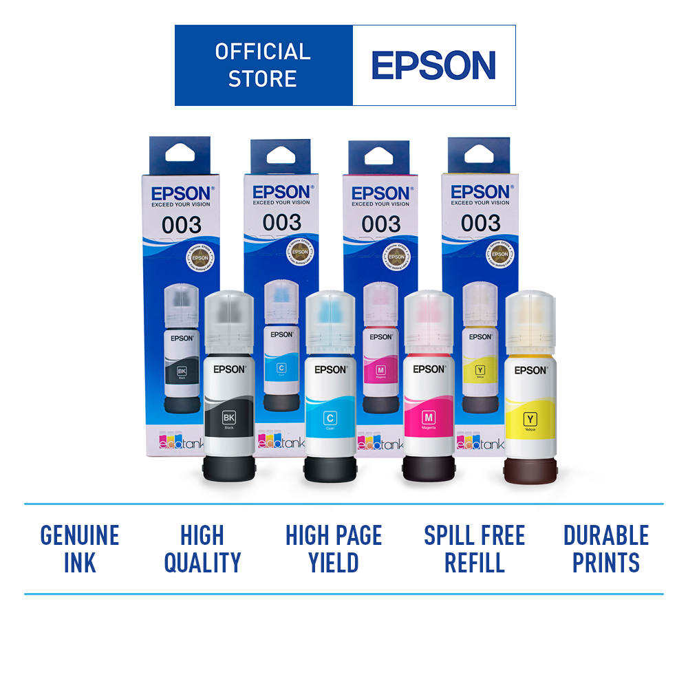 Epson003 Genuine ink Set of 4 colors for Printer Model : L1110/L3110 ...
