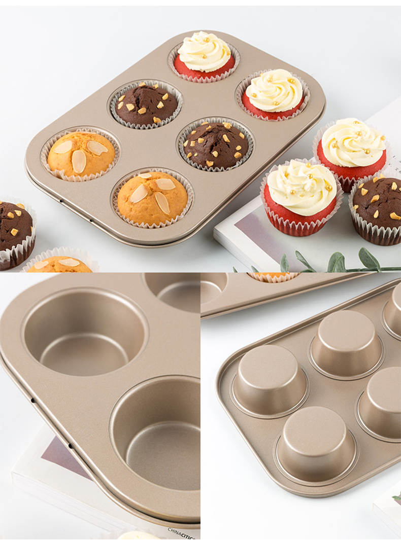 6/12 Cup Round Muffin Pan Non-Stick Dessert Baking Molder Cupcake ...