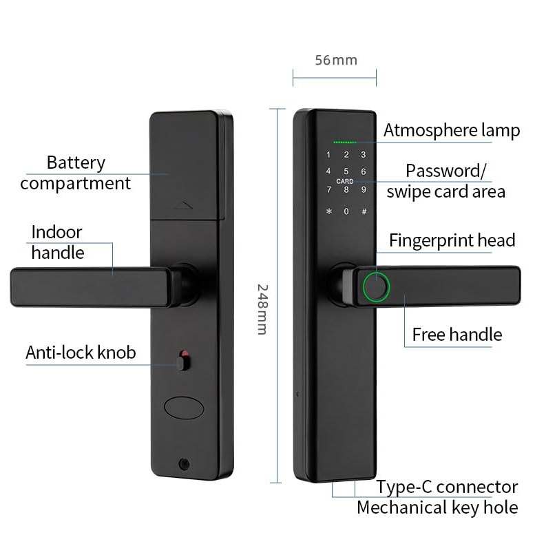 Five In One Intelligent Lock Fingerprint Lock Touch Screen Password ...