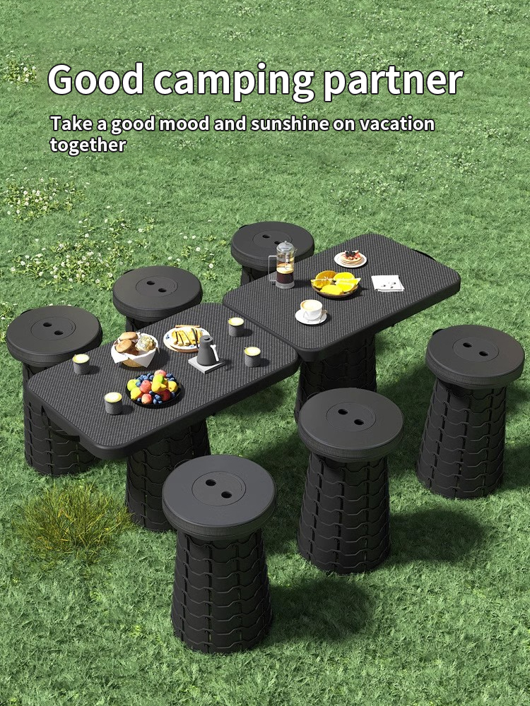 VOVOVA Outdoor Plastic Folding Table Adjustable Portable Picnic Table ...