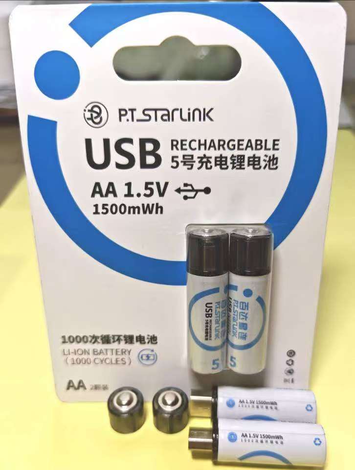 USB Rechargeable Battery 1.5V Li-Ion AA/AAA Type-C Lithum-Ion Battery ...
