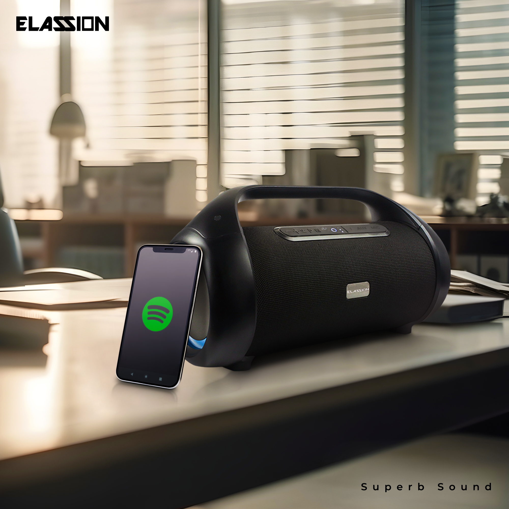 Elassion l Sonic 1 Portable 2.1 Channel Boombox Rechargeable Speaker ...