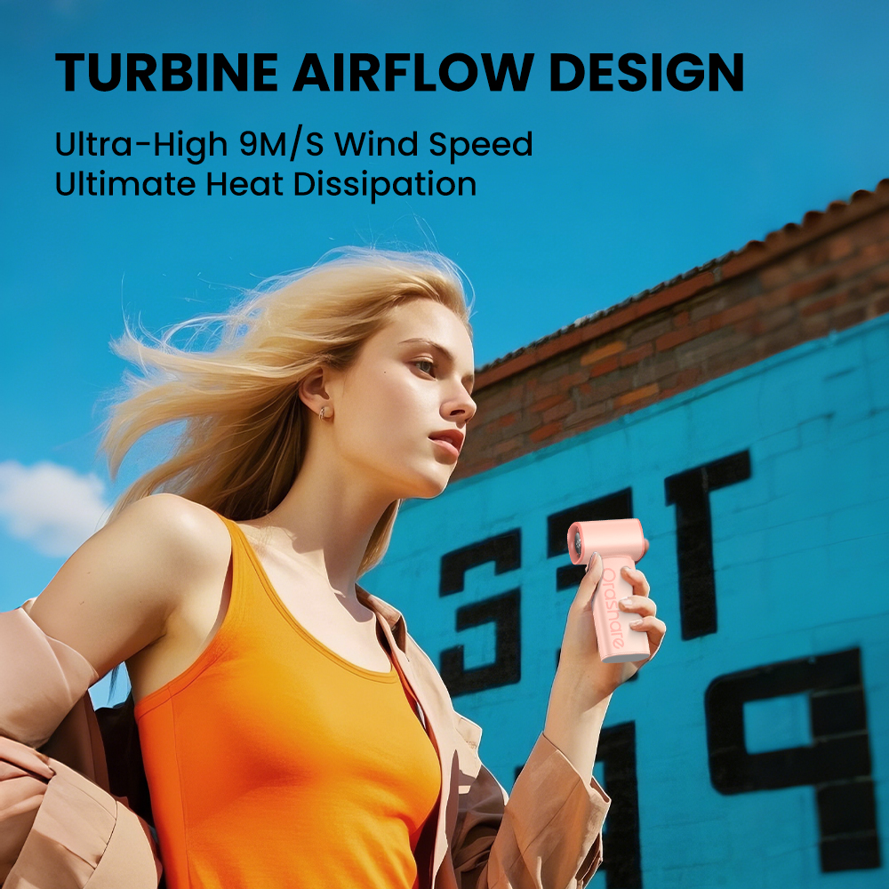 Orashare HF17 Handheld Mini Fan 4000mAh Rechargeable 5 Gear Strong Wind ...